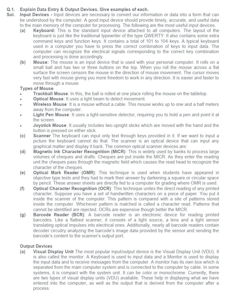 CFOA (BCA-103) Questions With Answer | PDF