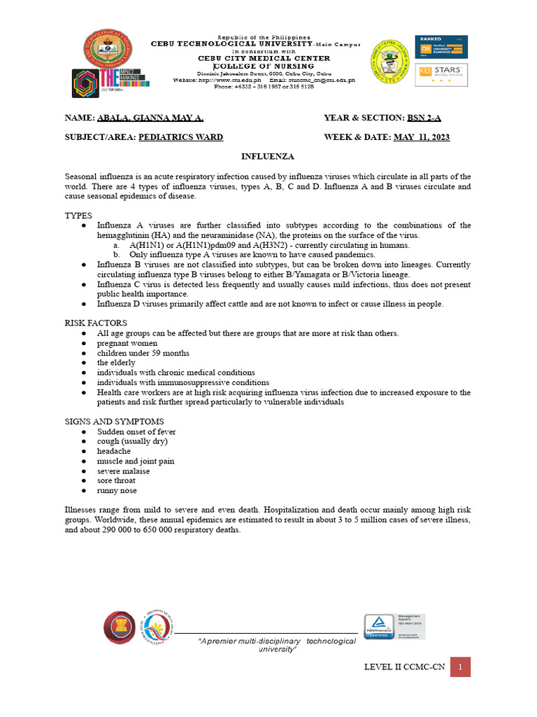 Pedia Reporting Influenza | PDF