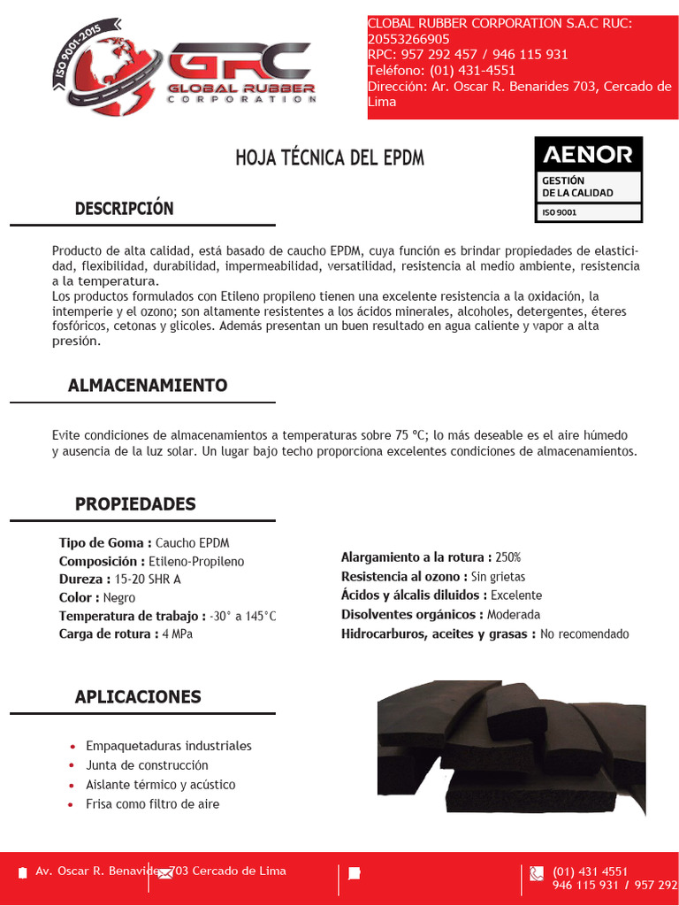 Frisas Esponjosas de Caucho EPDM | PDF | Tecnología