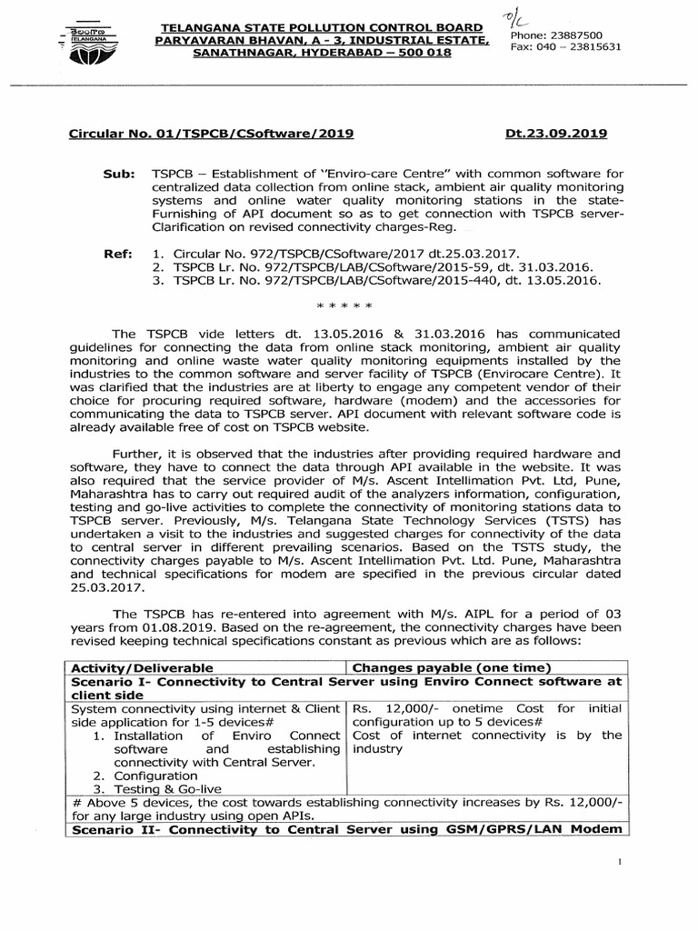 TSPCB New Connectivity Charges | PDF