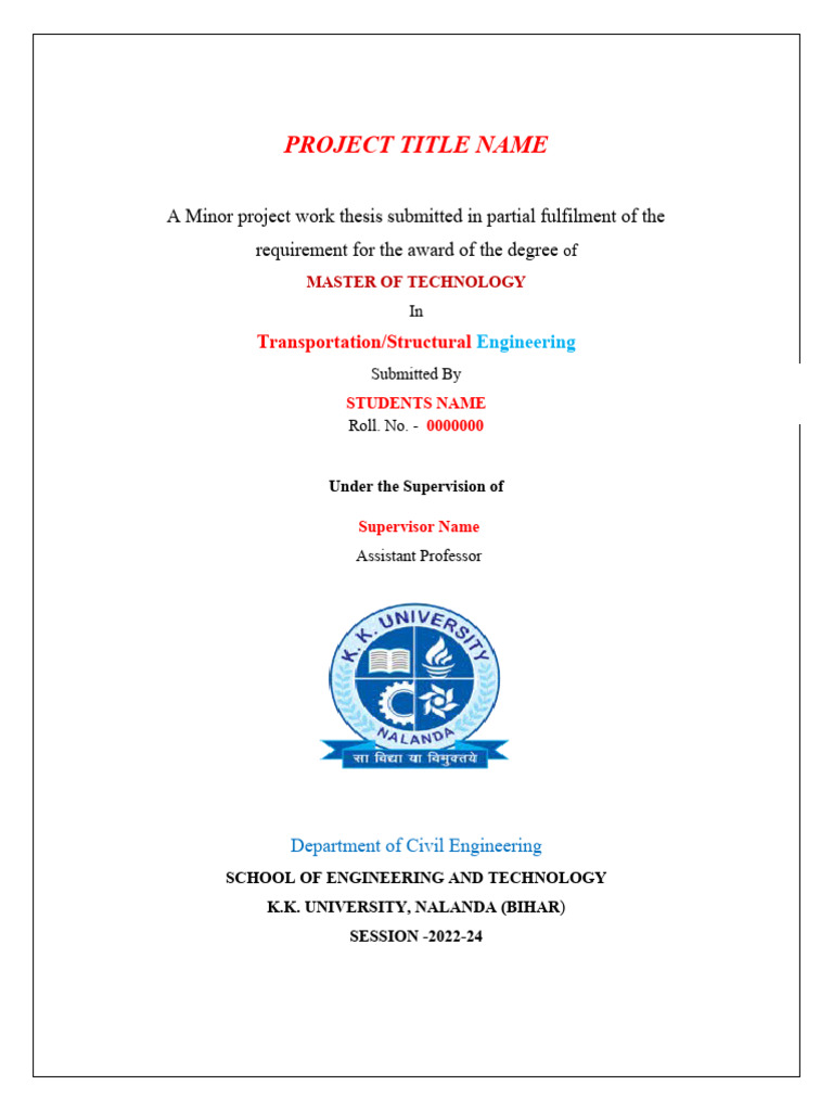 Front Pages of Project For Mtech1 | PDF | Thesis