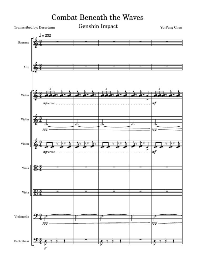Combat Beneath The Waves - Genshin Impact-Partitura e Partes | PDF ...