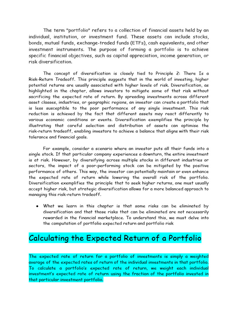 FM - Report | PDF | Diversification (Finance) | Financial Risk