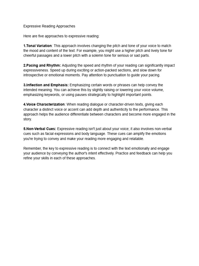 Expressive Reading Approaches | PDF