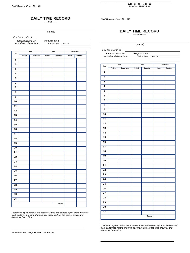 Civil-Service-Form-DTR | PDF