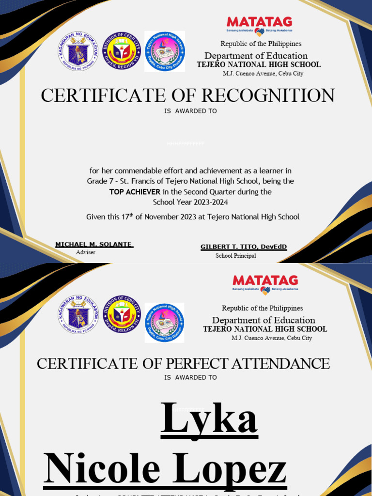 Certificate-of-Recognition-and-Perfect-Attendance | PDF