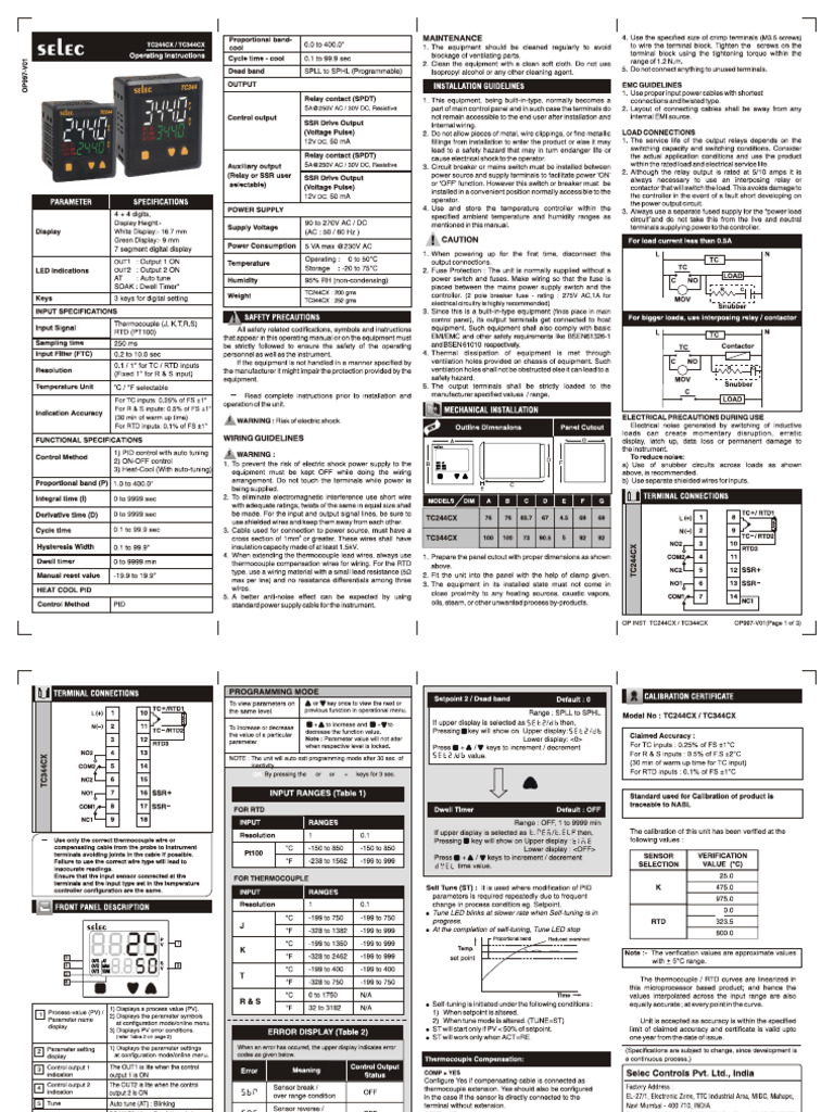 Selec Temp - Cont. Manual | PDF