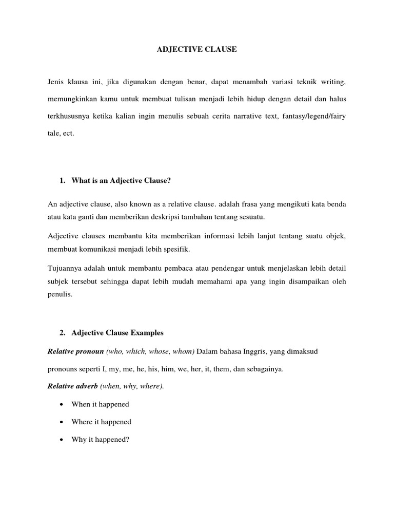 Adjective Clause | PDF