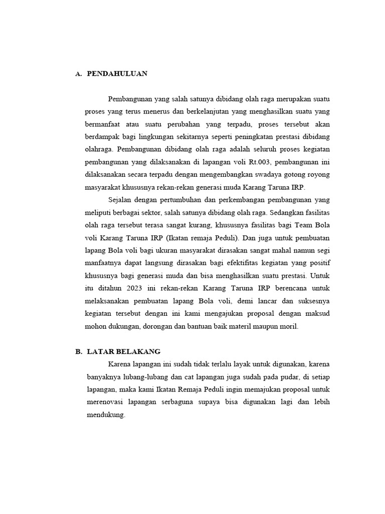 Proposal Lapangan Voli Fix | PDF
