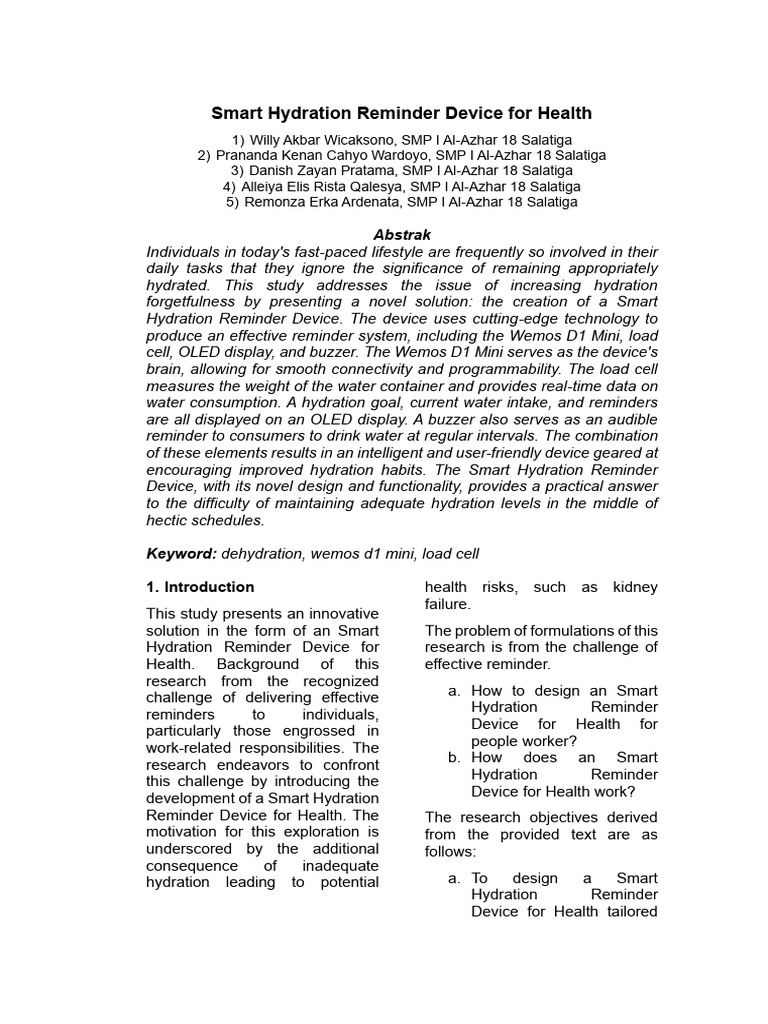 Smart Hydration Reminder Device for Health (2) | PDF | Oled | Loudspeaker