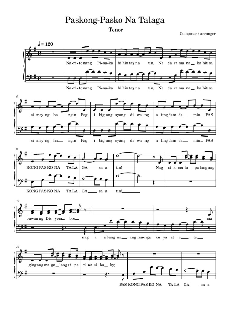 Paskong-Pasko Na Talaga (Tenor) | PDF