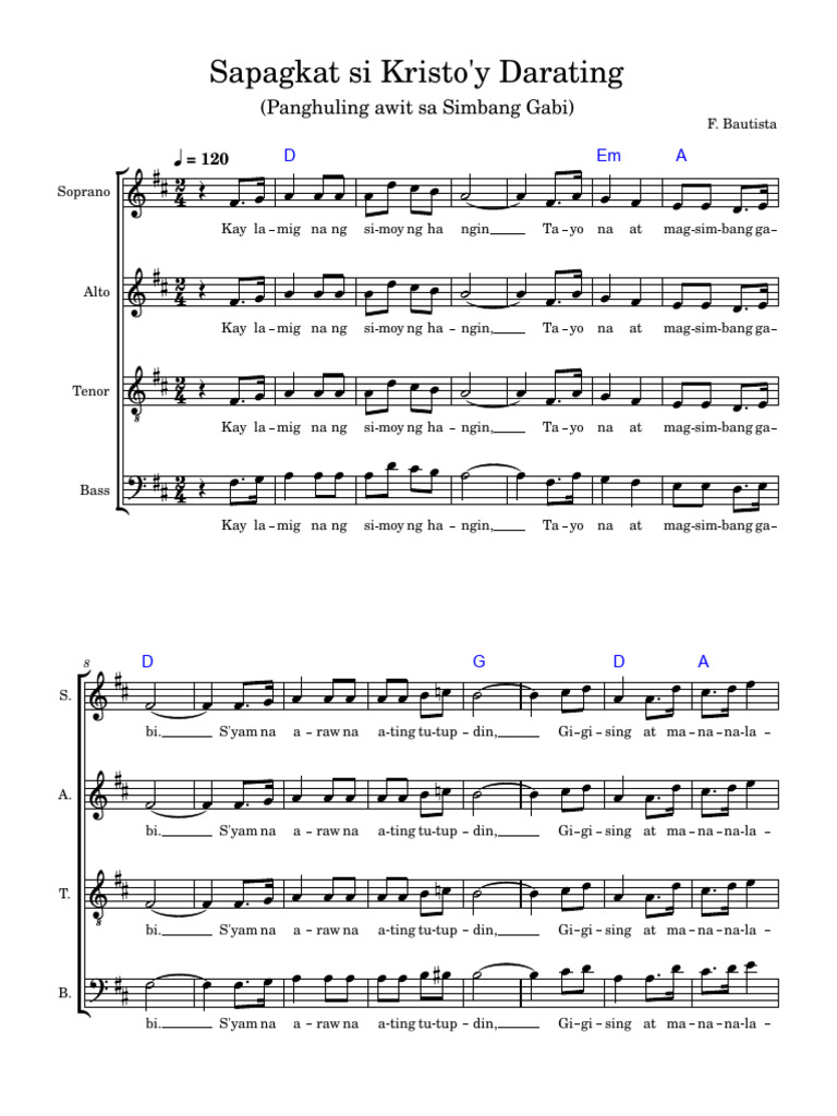 Sapagkat Si Kristo'y Darating (SATB) Com | PDF