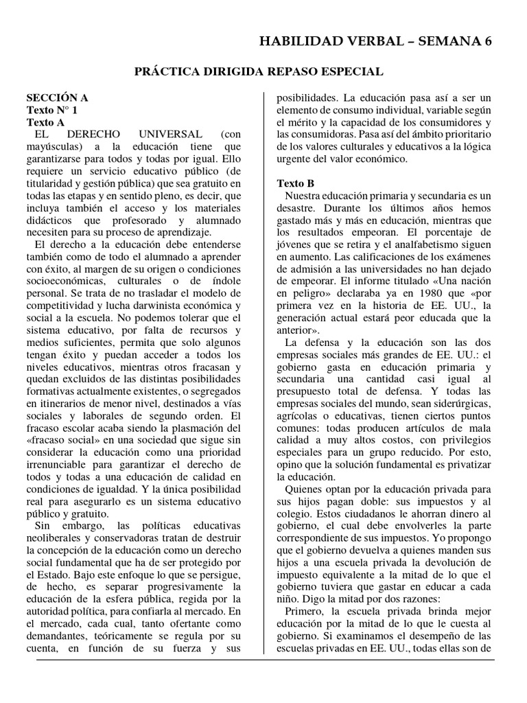 RV - Repaso Especial Semana 6 | PDF | Género gramatical | Igualitarismo