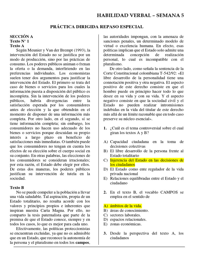 RV - Repaso Especial Semana 5 | PDF