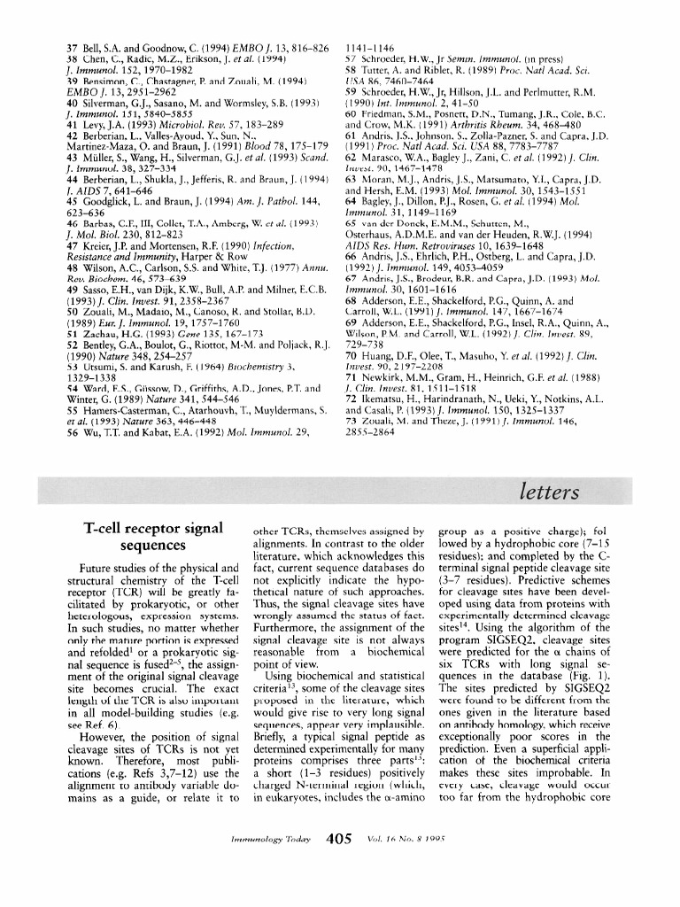 T Cell Receptor Signal Sequences - Imto | PDF