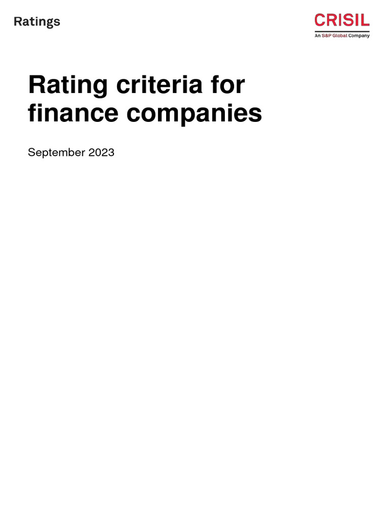 Rating Criteria For Finance Companies | PDF