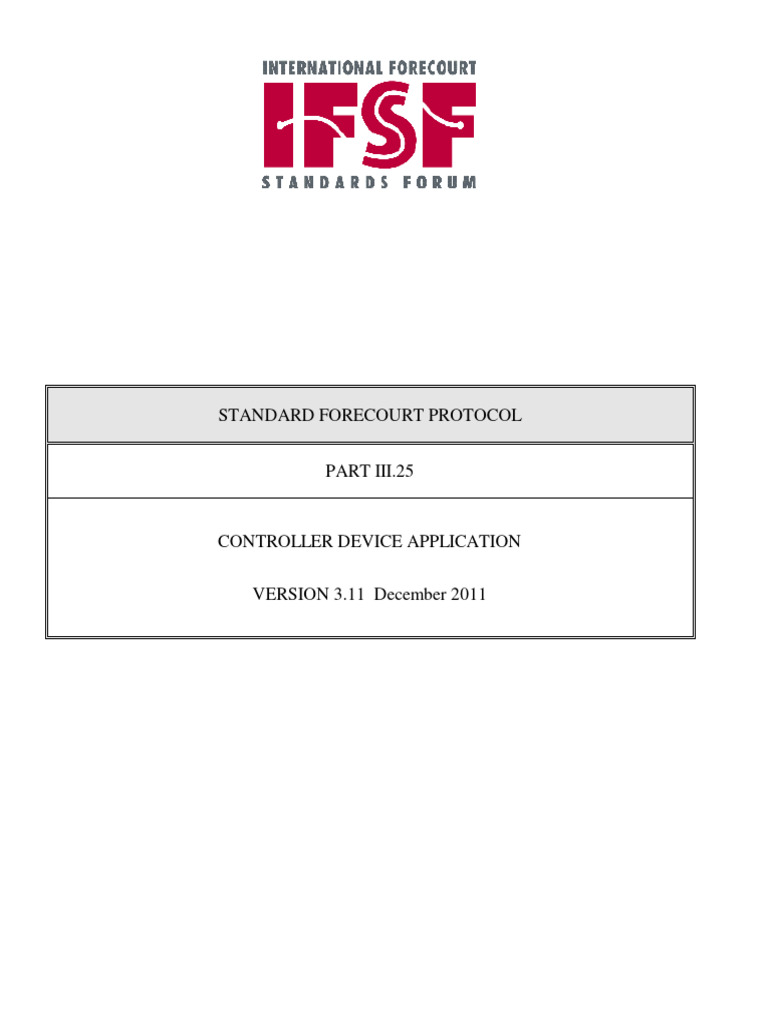 Part 3-25 IFSF Controller Device Application v3.11 | PDF