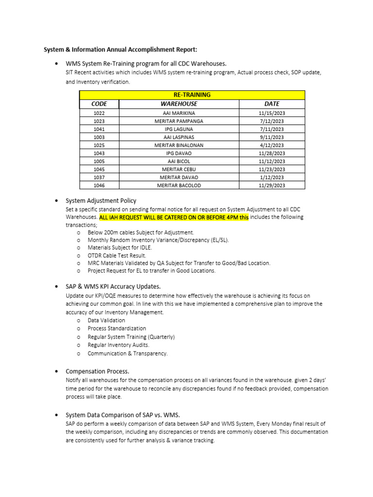 System & Information Annual Accomplishment Report | PDF
