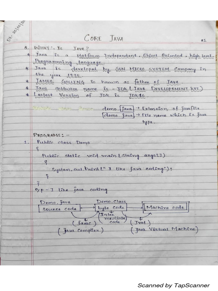 Core Java (JSE) Note - 01 | PDF
