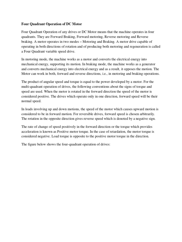 Four Quadrant DC Motor Guide | PDF | Technology & Engineering