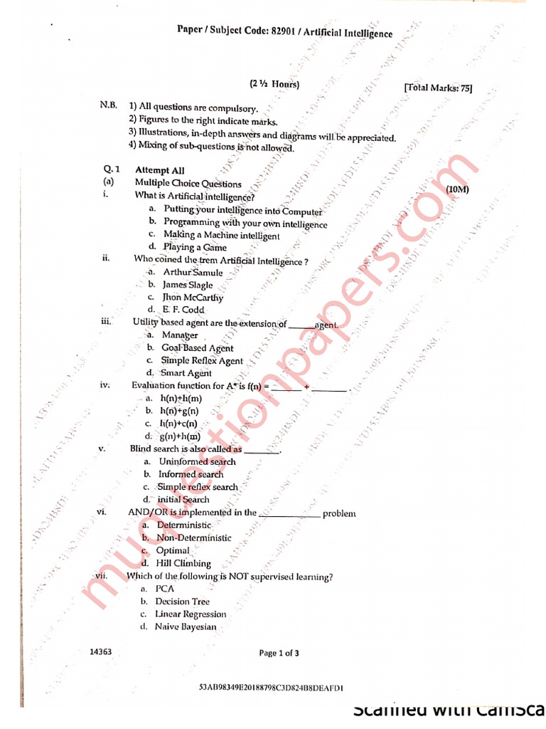 Science - BSC Computer Science - Semester 5 - 2023 - April - Elective I ...