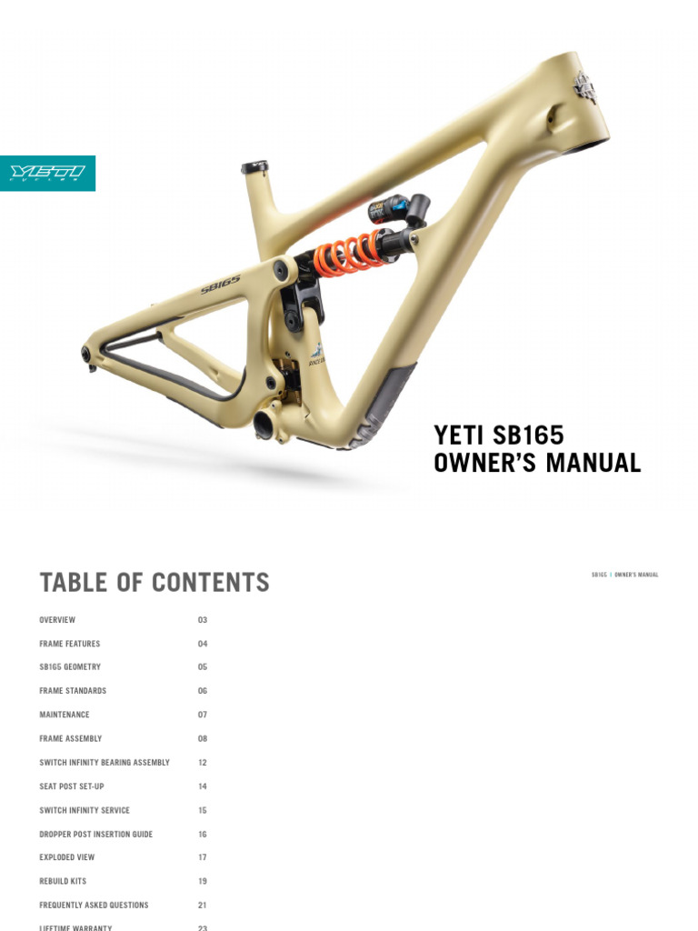 YetiCycles MY23 OwnersManual SB165 230428 135405 | PDF