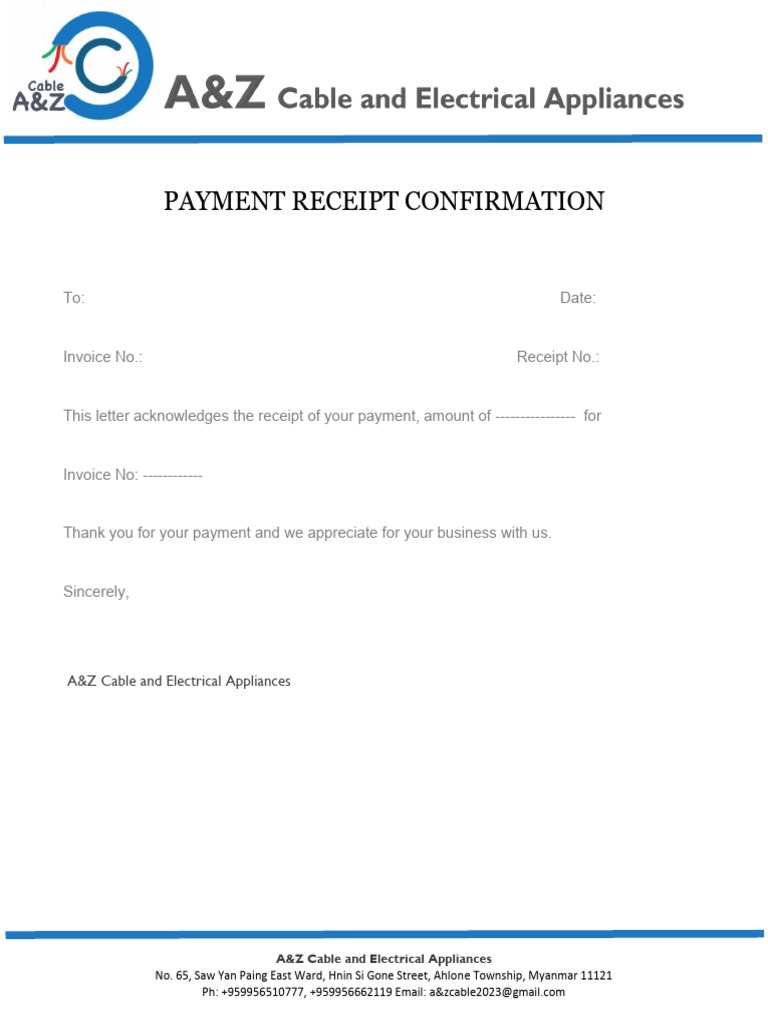 Payment Receipt Confirmation Notice | PDF