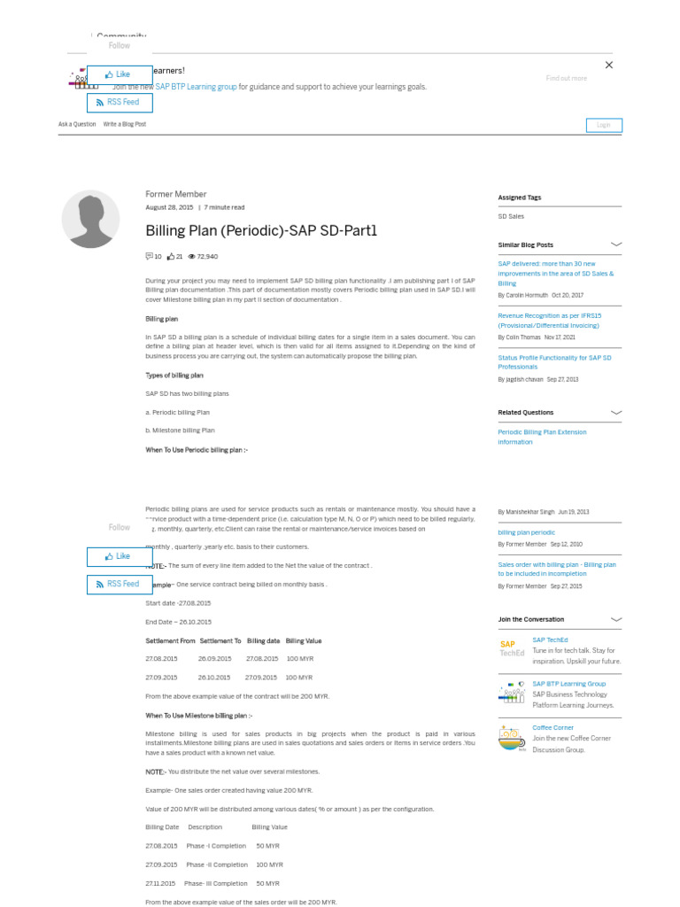 Periodic Billing Plan in SAP SD | PDF | Invoice