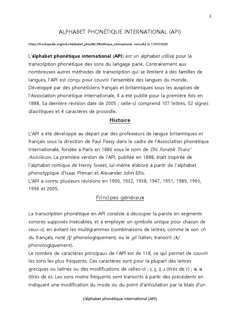 Alphabet Phonétique International | PDF
