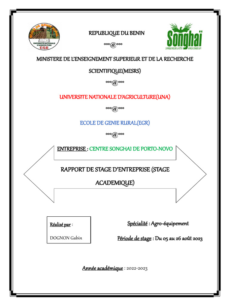 Rapport de Stage Songhai | PDF