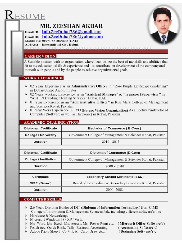 Talha Bin Qamar Admin CV | PDF