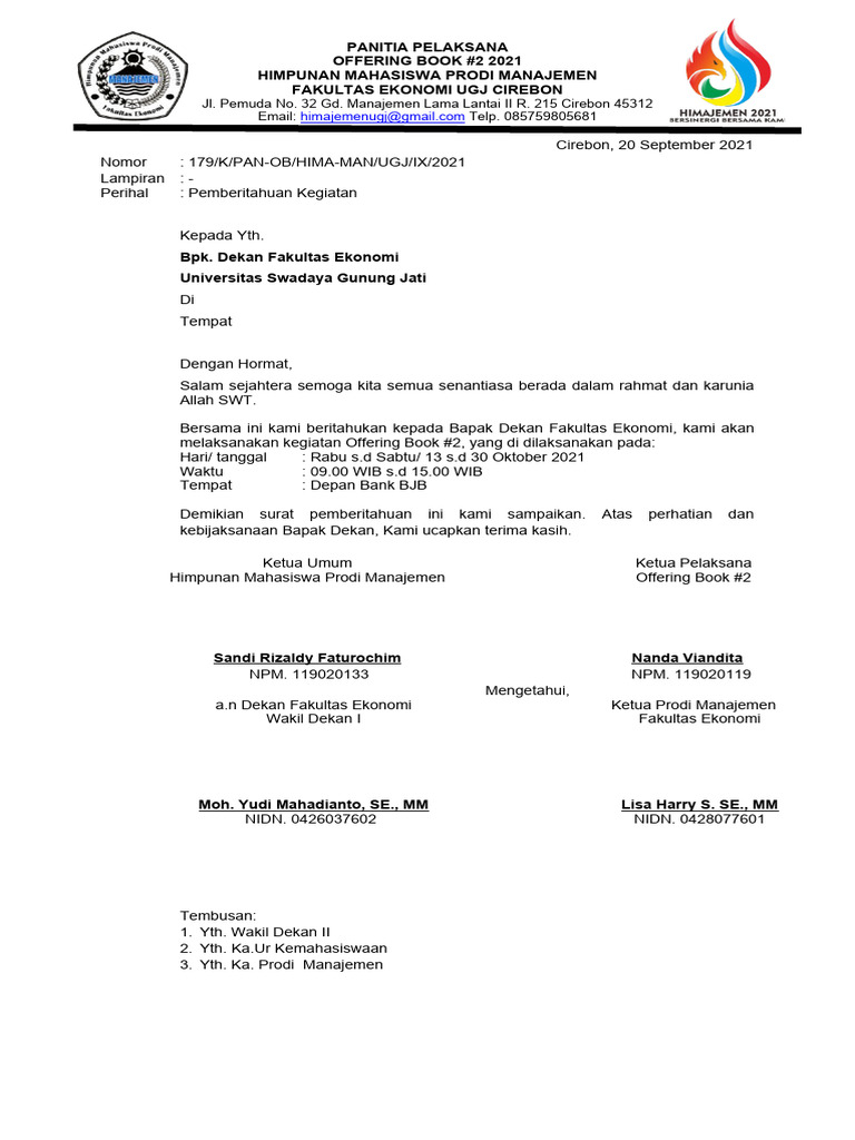 179 DAN 180 PEMBERITAHUAN KEGIATAN DAN PENGAJUAN PROPOSAL 2021 | PDF