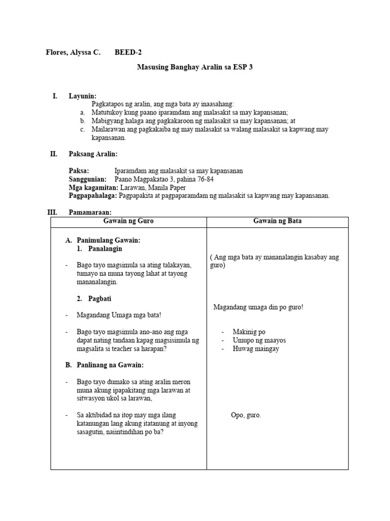 Filipino Lesson Plan | PDF
