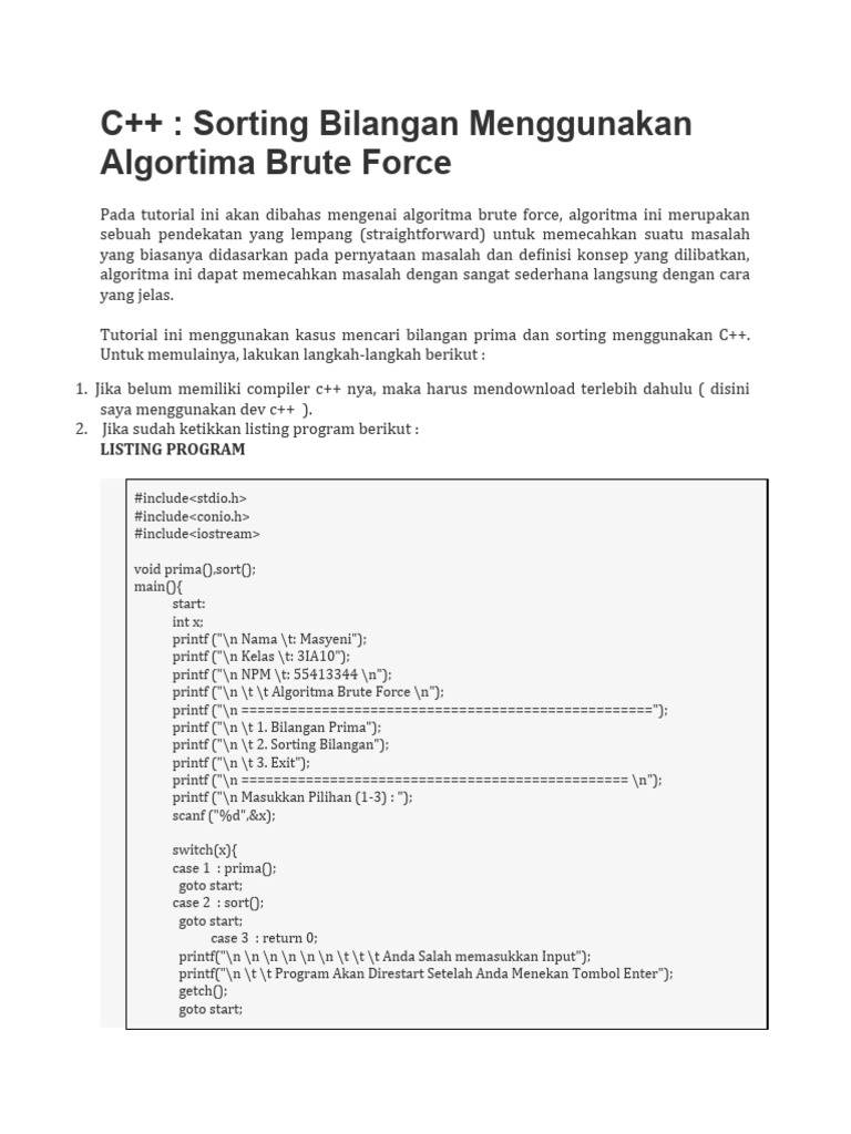 CONTOH BRUTE FORCE | PDF