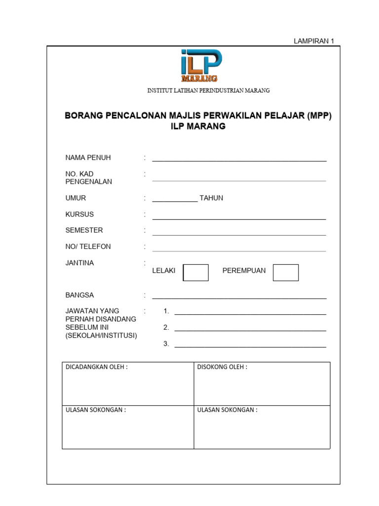 Borang Pencalonan MPP 2023 | PDF