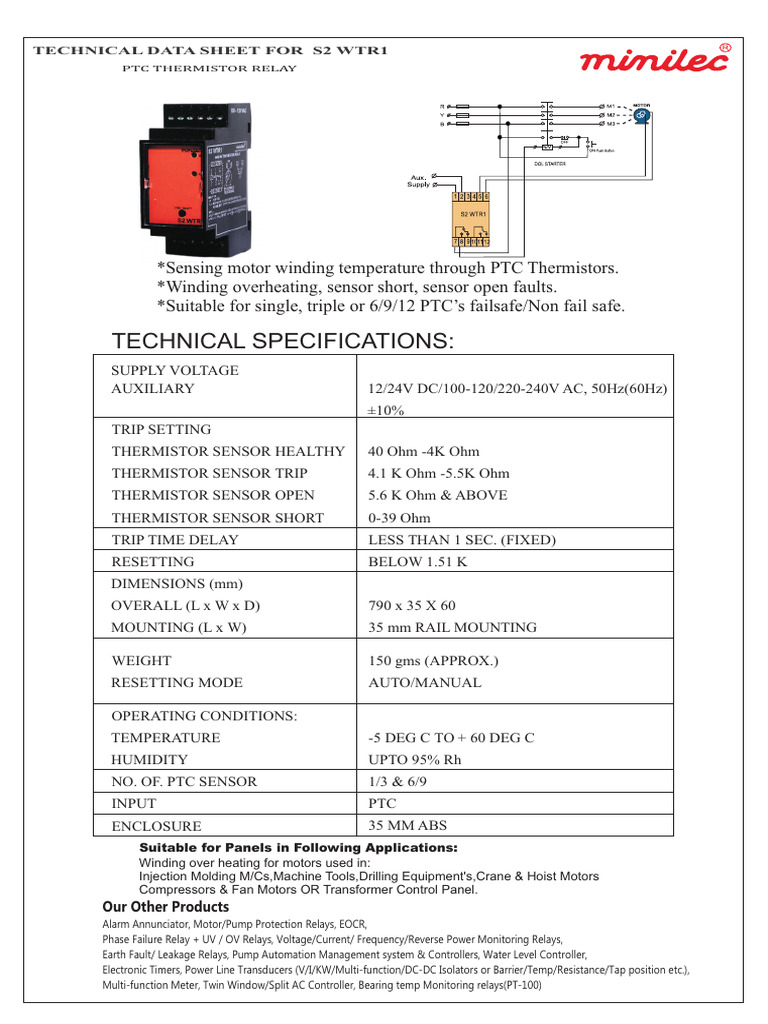 Minilec s2 wtr1 Temperature Protection Relay | PDF