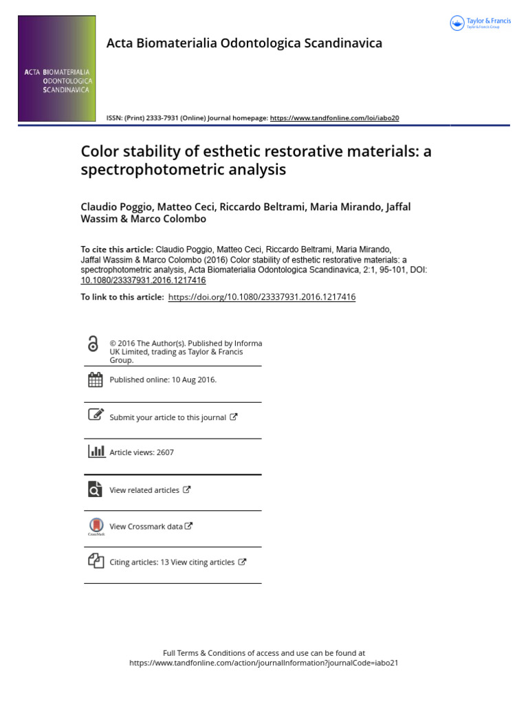 9 Color stability of esthetic restorative materials a ...