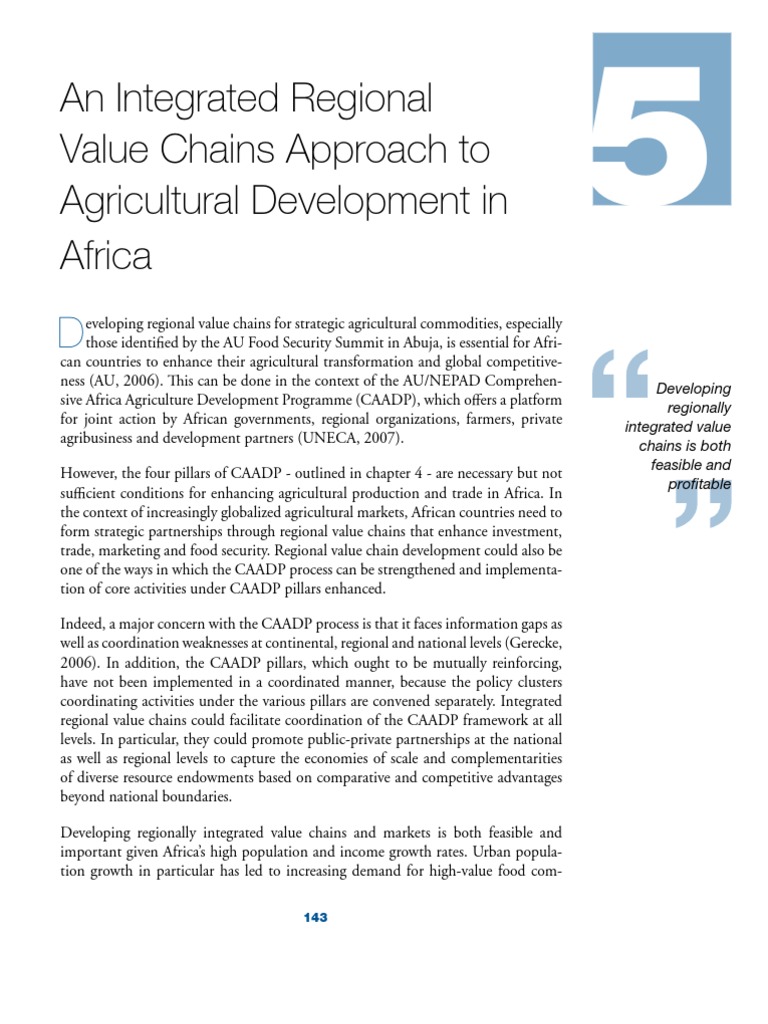 An Integrated Regional Value Chains Approach To Agricultural ...