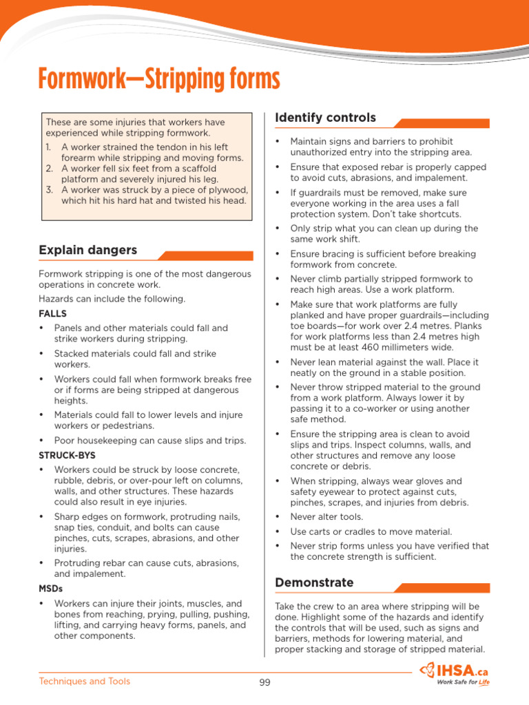Formwork Stripping Safety Guidelines | PDF | Concrete
