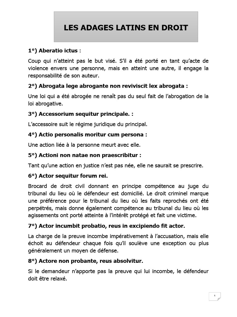 Les Adages Latins Du Droit | PDF