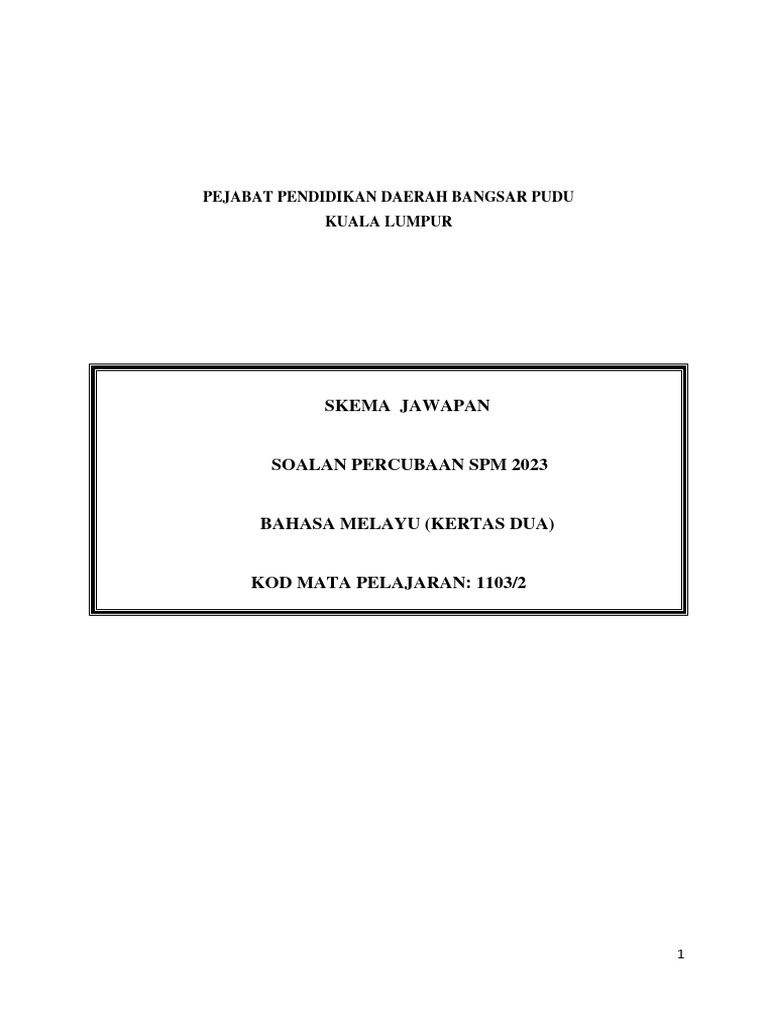 Skema BM K2 Bangsar KL 2023 - 231204 - 115544 | PDF