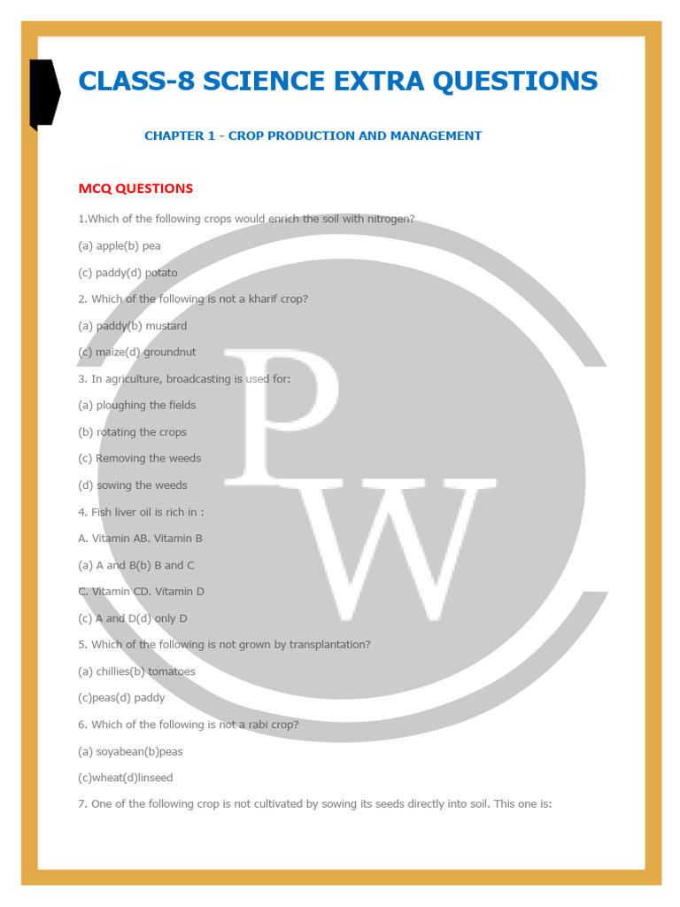 Class-8 Science Extra Questions | PDF