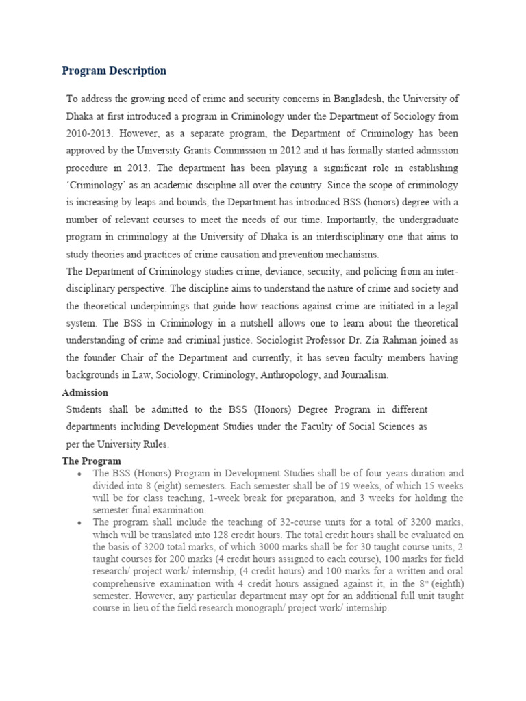 Program Description: Admission | PDF