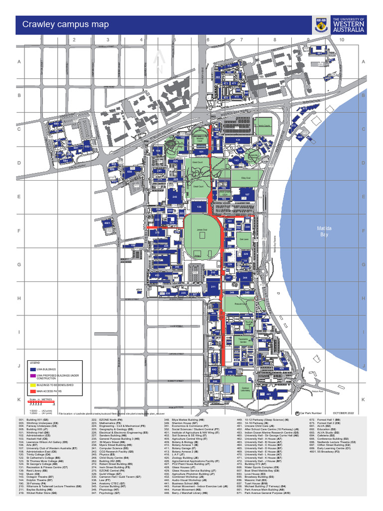 Crawley Campus Map Numerical Grid | PDF