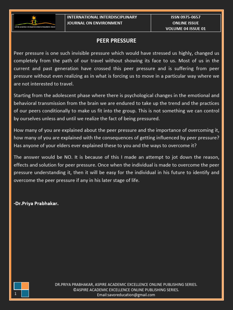 Understanding Peer Pressure | PDF