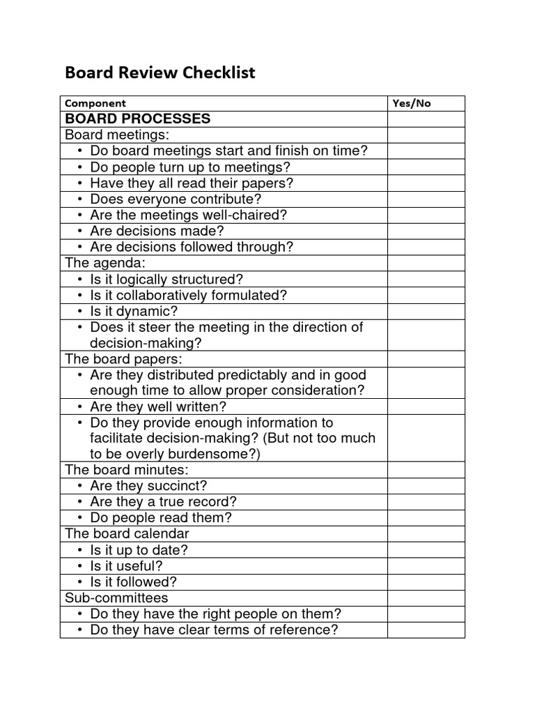 Board Review Coverage Checklist | PDF | Business