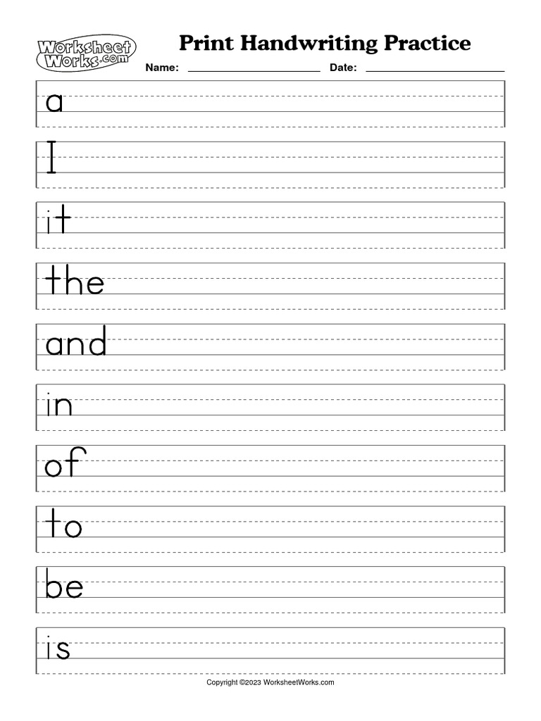 WorksheetWorks Print Handwriting Practice 1 | PDF