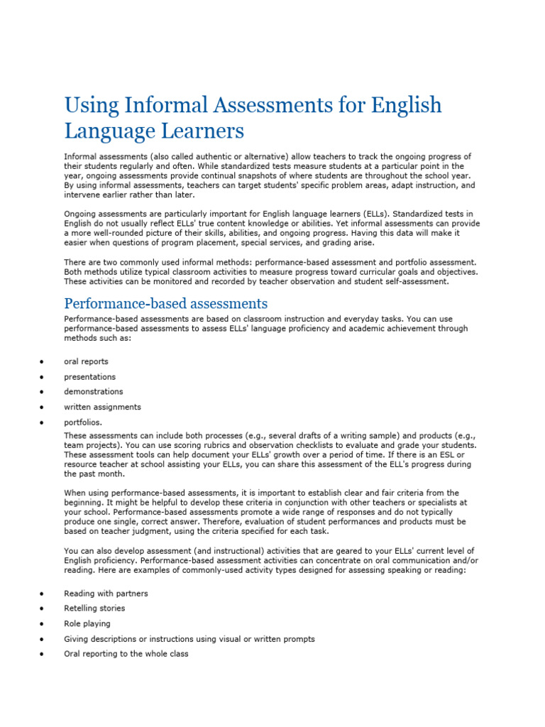 Informal Assessment | PDF