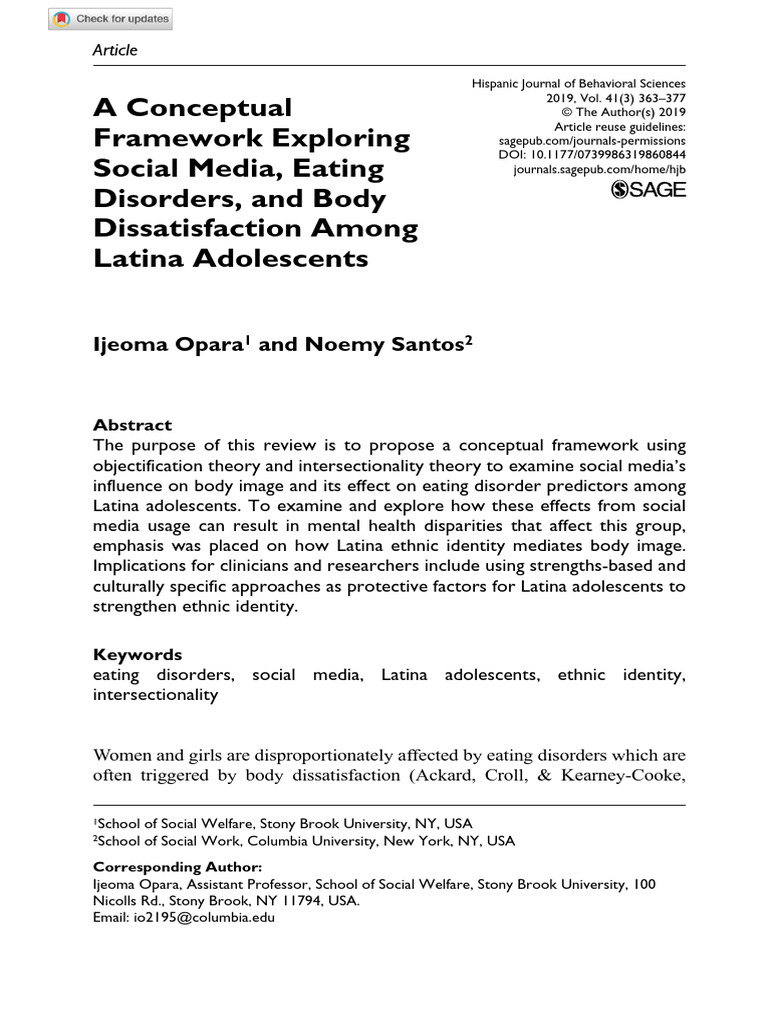 A Conceptual Framework Exploring Social Media, Eating Disorders, and ...