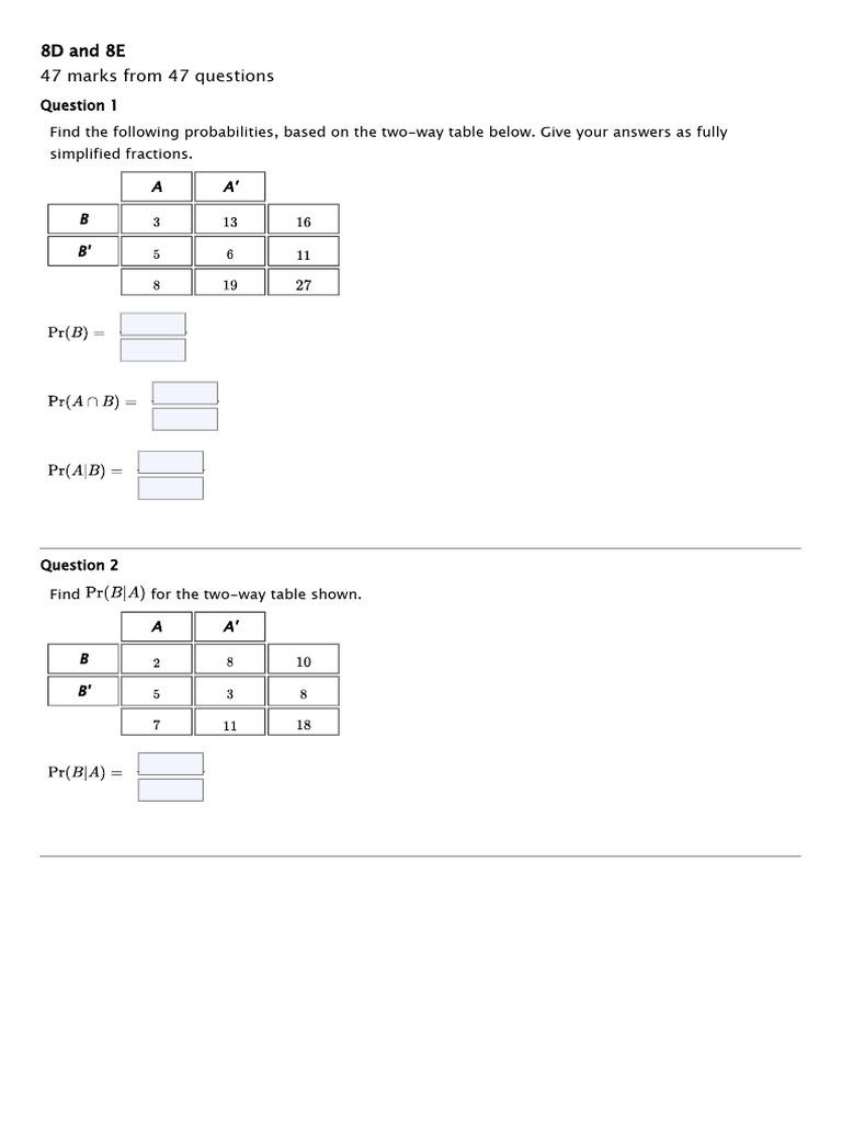8D and 8E 47 Marks From 47 Questions: A A' B B' | PDF
